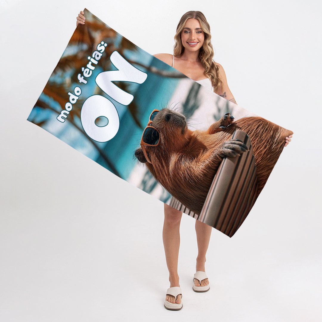 Toalha de Praia - Capivara em Férias